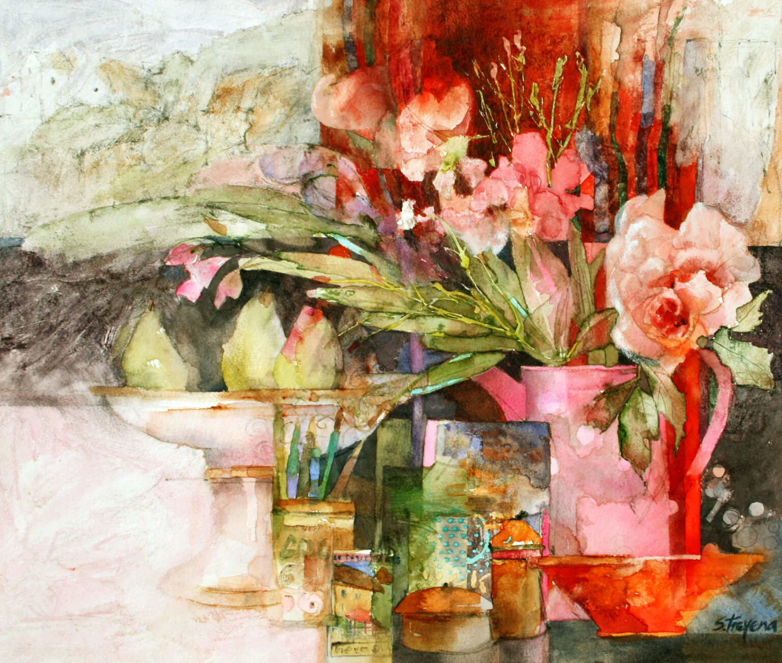 Pink Still Life at Rauffet – Shirley Trevena
